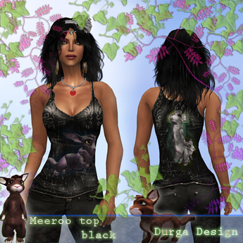 Second Life Marketplace - MEEROOS TOP black , Durga Design